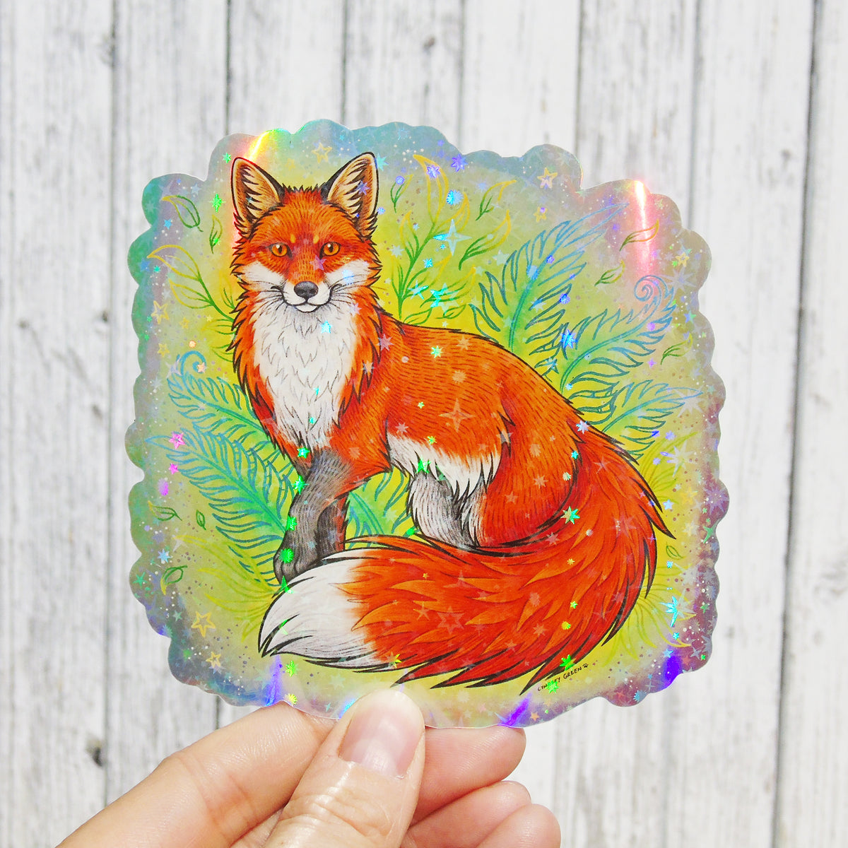 Fox Magic Holographic Sticker – Lyndsey Green Illustration