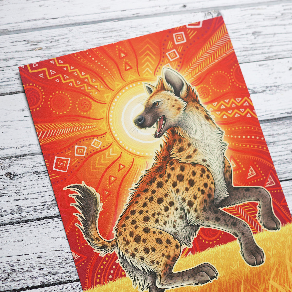 Spotted Hyena Illustration A3 Print + Foil – Lyndsey Green Illustration